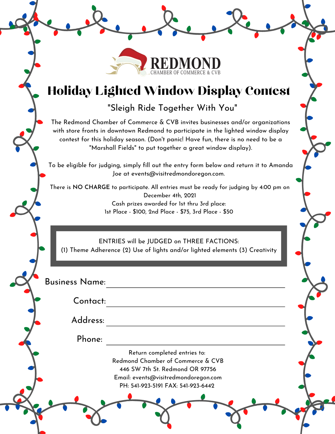 Redmond Chamber Window Decorating Form - Cascade Business News